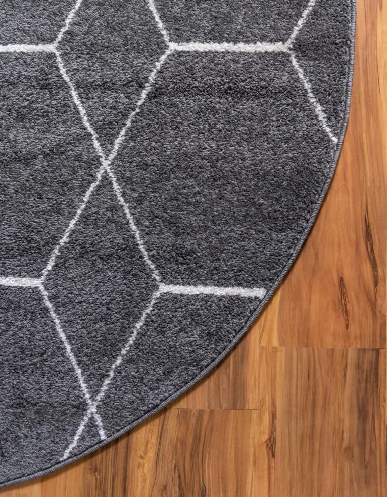 Unique Loom Trellis Frieze Collection Area Rug - Geometric (3' x 5' Oval, Dark Gray/ Ivory)