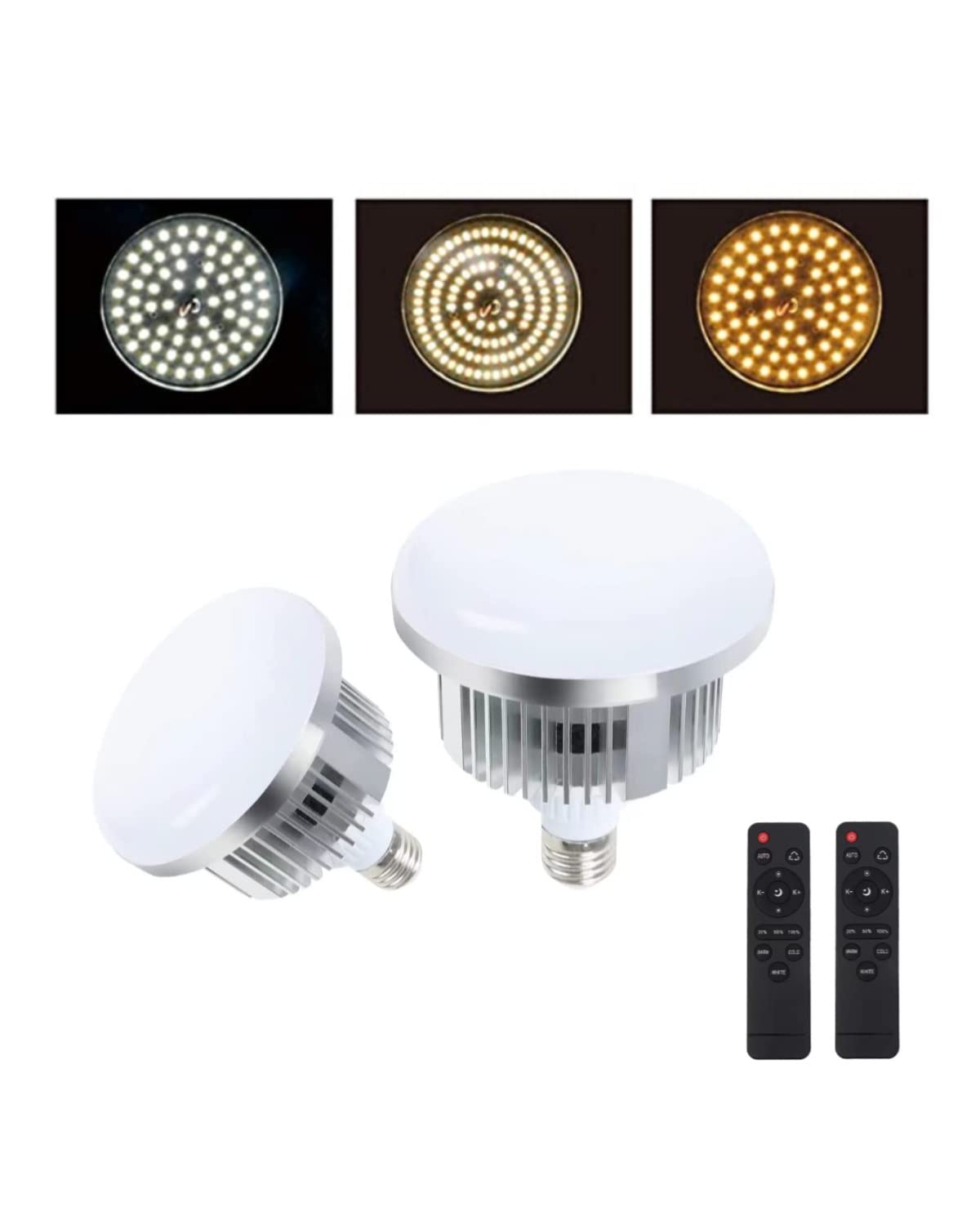 2Pack 85W Photography Light Bulb 3000-6000K Dimmable Tricolor LED Bulbs for Softbox Bulb in E27/26 Socket for Photography Photo Video Studio Lighting