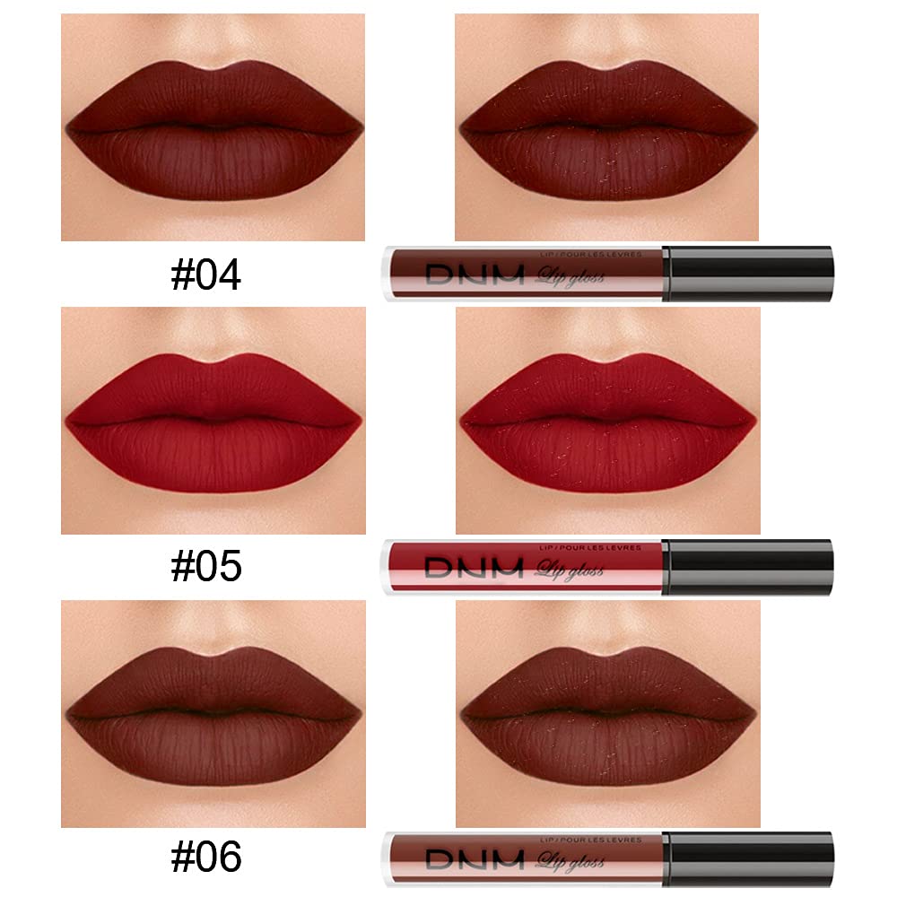 DNM 3Pcs Matte 24-hour Liquid Lipstick Sets, Dark Ruby Brown Red Permanent Stay on Lipstick Lip Set for Black Women Long Lasting 24 Hours Smudge Proof labiales matte labial mate larga duracion 24 02