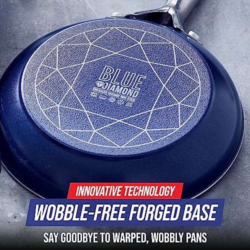 Blue Diamond Cookware Diamond Infused Ceramic Nonstick, 14 Piece Cookware Pots and Pans Set, PFAS-Free, Dishwasher Safe, Oven Safe