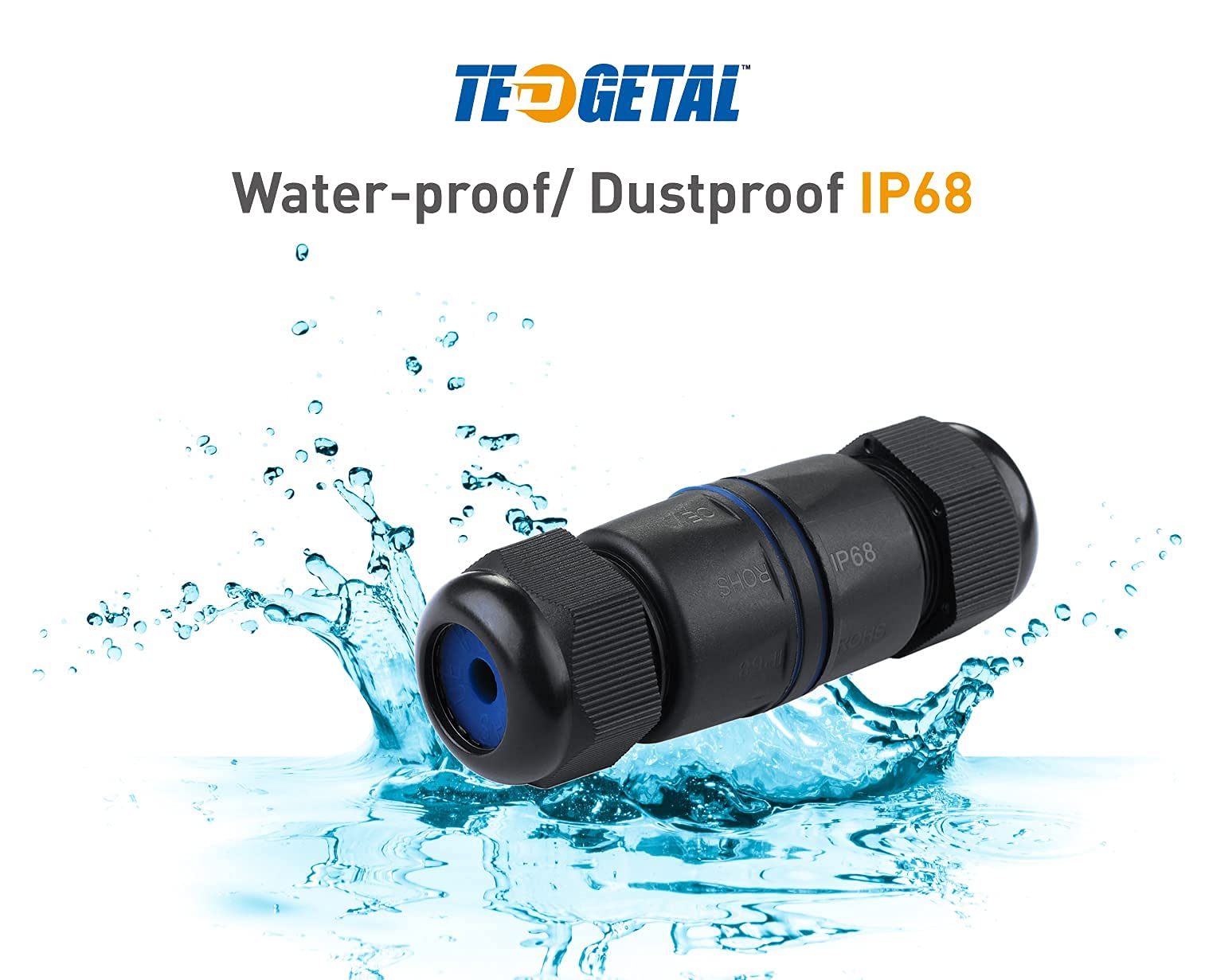 Tedgetal Waterproof RJ45 Connector 2 Pack IP68 Cat6/Cat5E/Cat5 Coupler Shielded for Outdoor Ethernet LAN Cable Extender Female to Female