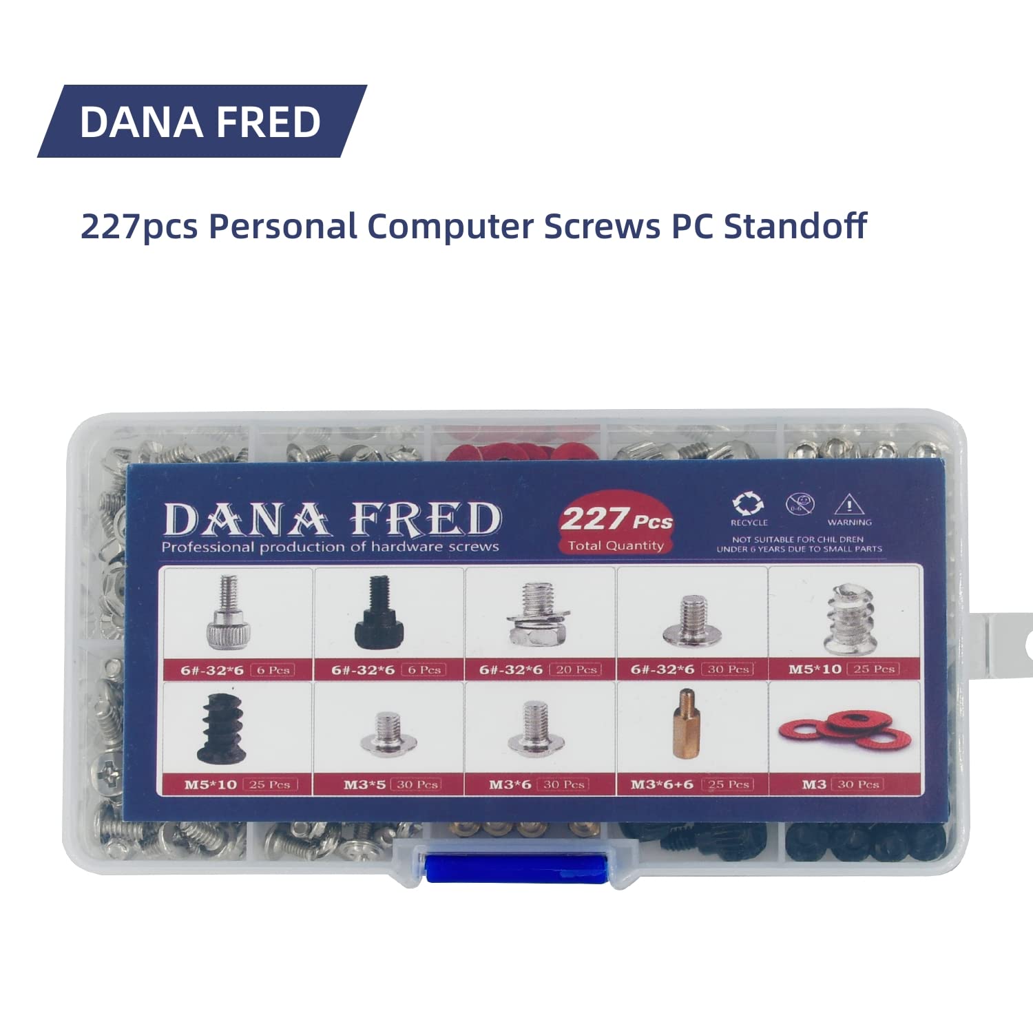 227pcs Personal Computer Screws PC Standoff M3 M5 M6 Phillips Head Assortment Kit for Hard Drive Computer Case Motherboard Fan Power Graphics