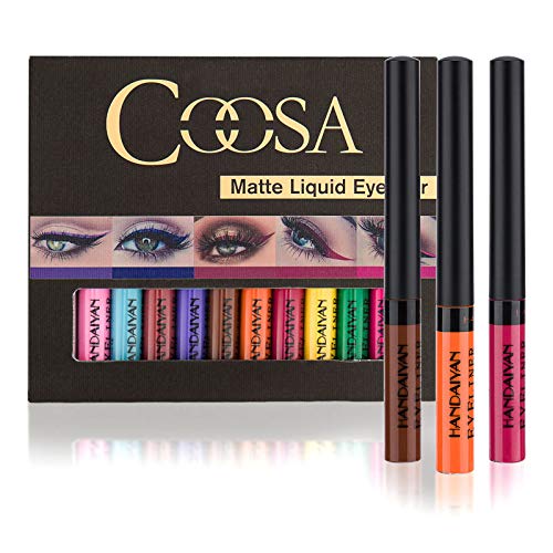 COOSA 12 Colors Matte Colorful Liquid Eyeliner Set, High Pigmented Color Eyeliner Lasting Waterproof Professional Bright-colored Eyeliner Pen Set -Smudgeproof Makeup Eyeliner Pen
