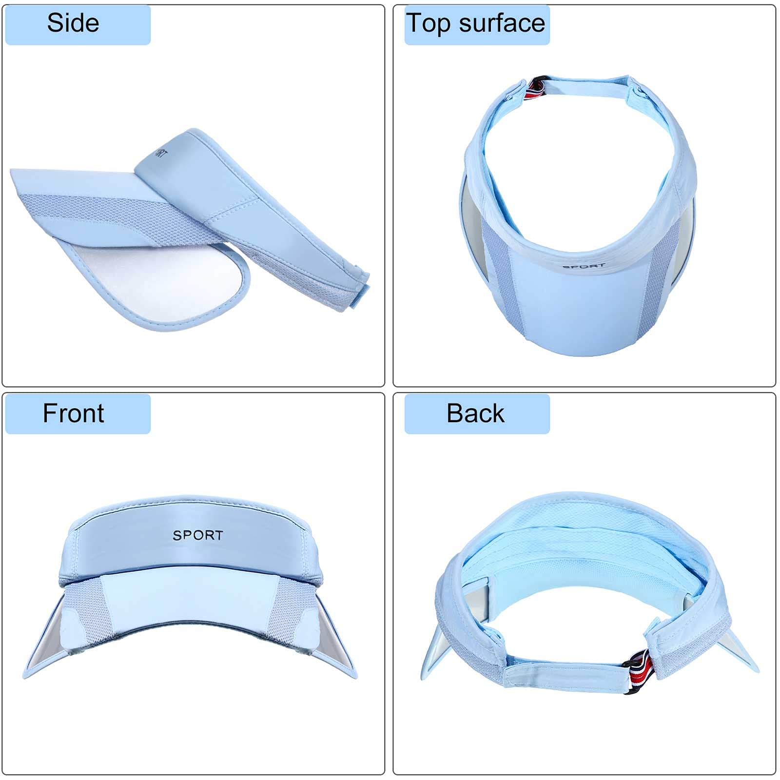 3 Pcs Sun Protection Women Sports Visor Hats, Adjustable Wide Brim Sun Hat (Black, Sky Blue, Pink)