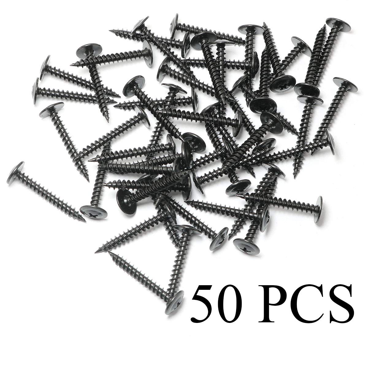 Pro Bamboo Kitchen 50pcs Black Round Head Self Tapping Philips Screw #8x1-1/4" Carbon Steel Truss Head Tapping Screw with Washers for Computers and Other Electronic Products