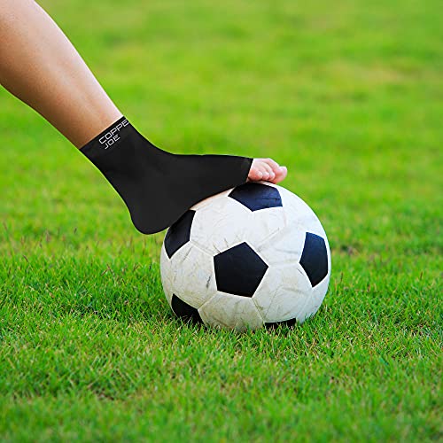 Copper Joe Ankle Brace Compression Sleeve with Heel Pain Relief, Foot Brace, Ankle Wrap Support with Foot Arch Recovery for Plantar Fasciitis Socks, Sprained Ankle for Men & Women One Pair, Large