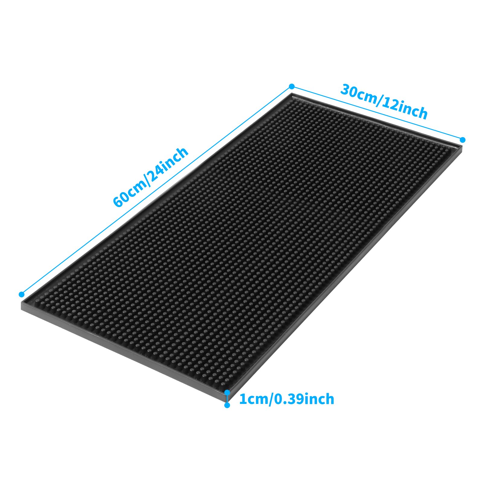 2 Pack Heavy-Duty Bar Mat Pad PVC Rubber Dish Drying Spill Matting for KTV Bar Glass Home (XL:24"x 12")