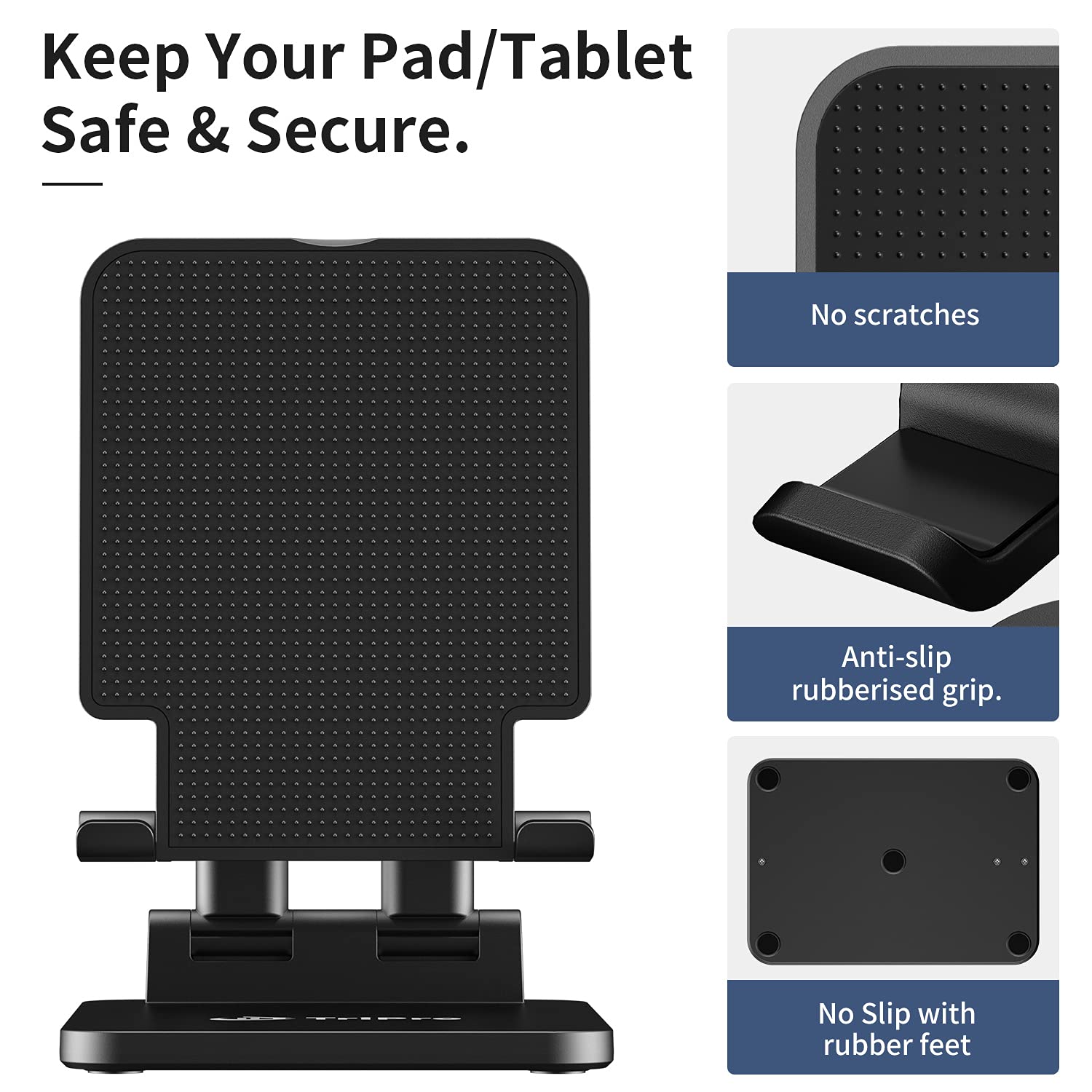 TriPro Tablet Stand -Portable Monitor Stand,4.72" Wide, Adjustable & Foldable, Super Sturdy, Holder for Desk Compatible with iPad/Tablets/Monitor 7"-15.6" and Surface Pro