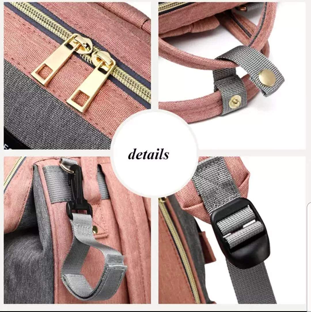 Uawesome Diaper Bag Backpack, Baby Bags, with Bottle Bag, USB Charging Port, Water Resistant and Stylish (Pink)