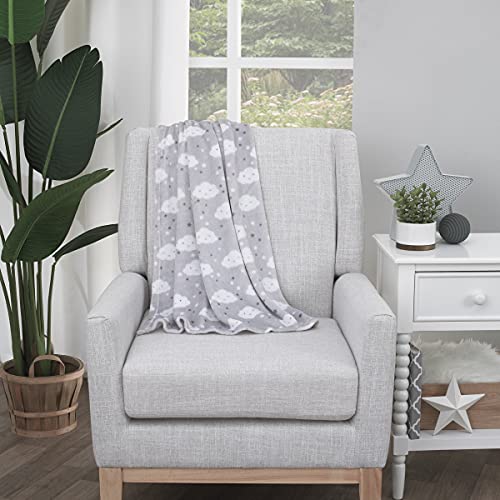 NoJo Little Love Super Soft Gray and White Clouds and Stars Plush Baby Blanket
