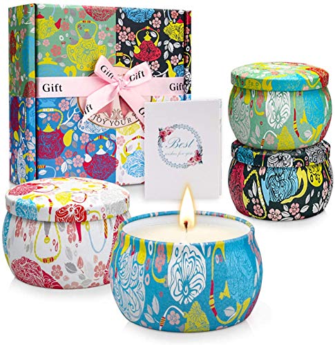 Candles, 4 Pack Scented Candles Gift Set for Women, Candles for Home Scented Soy Wax Candles for Birthday, Anniversary, Mother's Day and Christmas Gift for Her