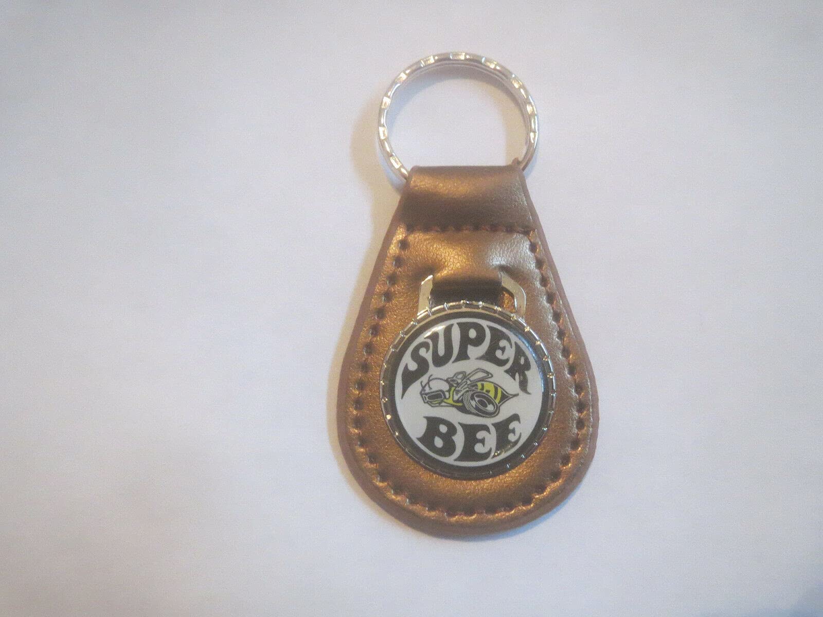 1968 1969 1970 1971 CORONET CHARGER SUPER BEE LOGO LEATHER KEYCHAIN - COPPER