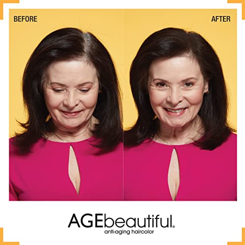 AGE beautiful Root Touch Up Hair Color Spray | Touch-Up Gray Concealer | Temporary Cover Up | Adds Volume & Covers Thinning Patches | Water, Sweat, Stain Resistant | Medium Brown | 2 Fl Oz