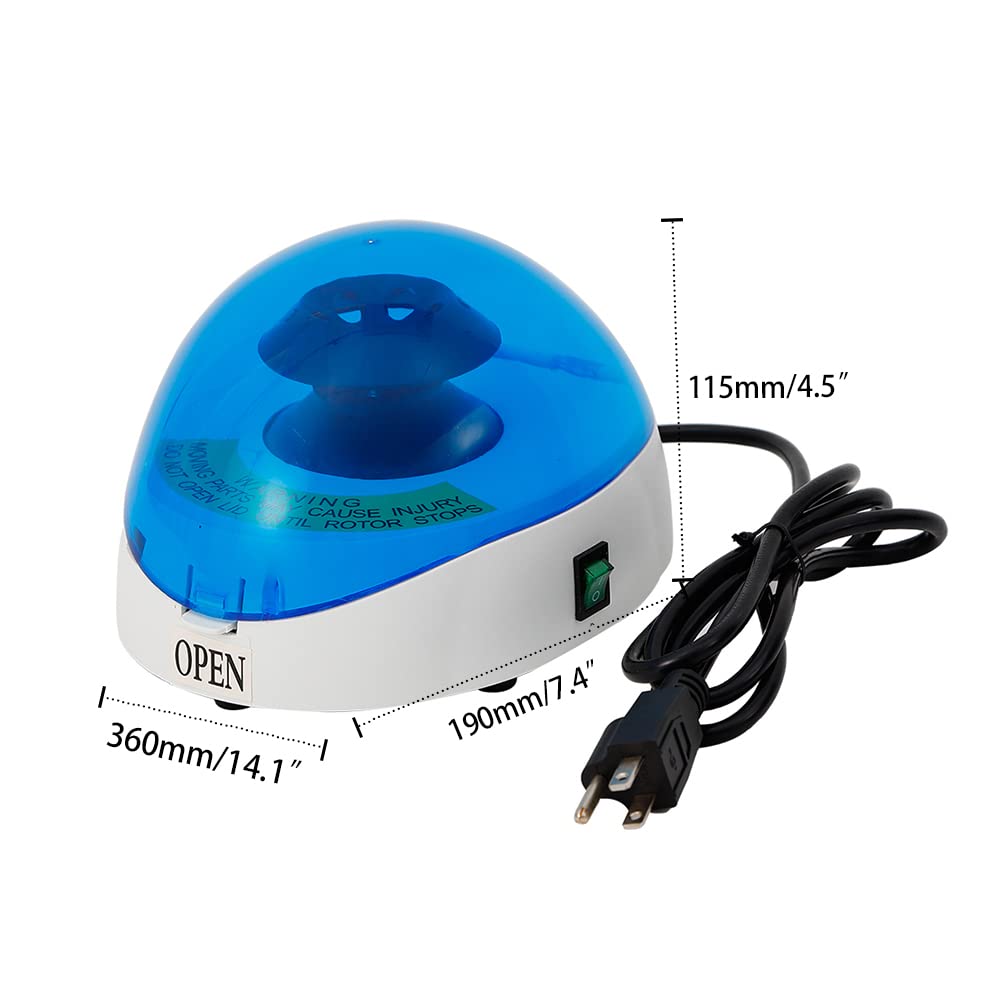 110v Mini Centrifuge Laboratory Centrifuge Fixed Speed of 4000rpm, 2 Rotors, Suitable for 2ml, 1.5ml, 0.5ml, 0.2ml Tubes and 0.2ml*8 Continuous Centrifuge Tubes