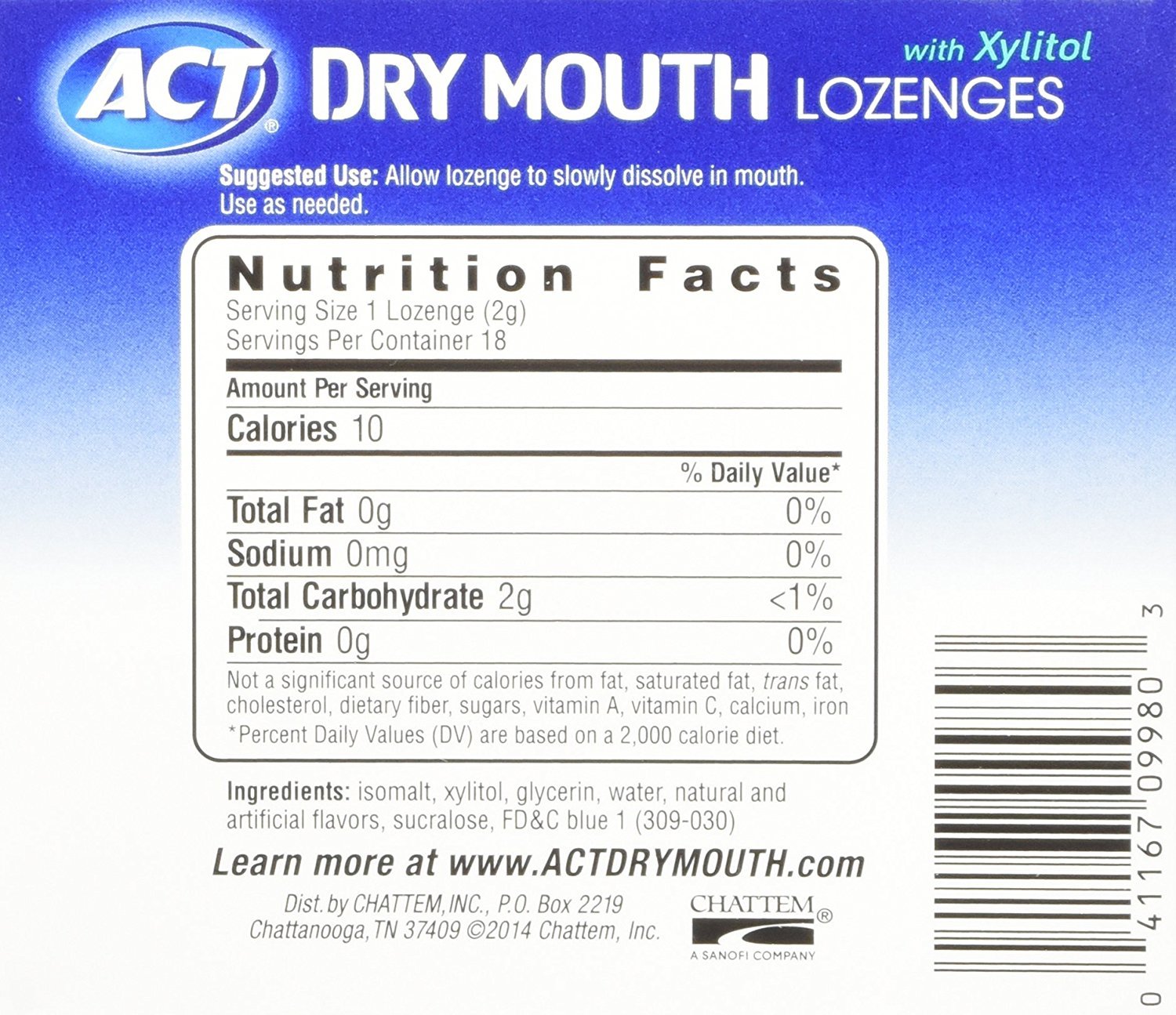 ACT Dry Mouth Lozenges With Xylitol 18 Count (Pack of 1) (Packaging May Vary)
