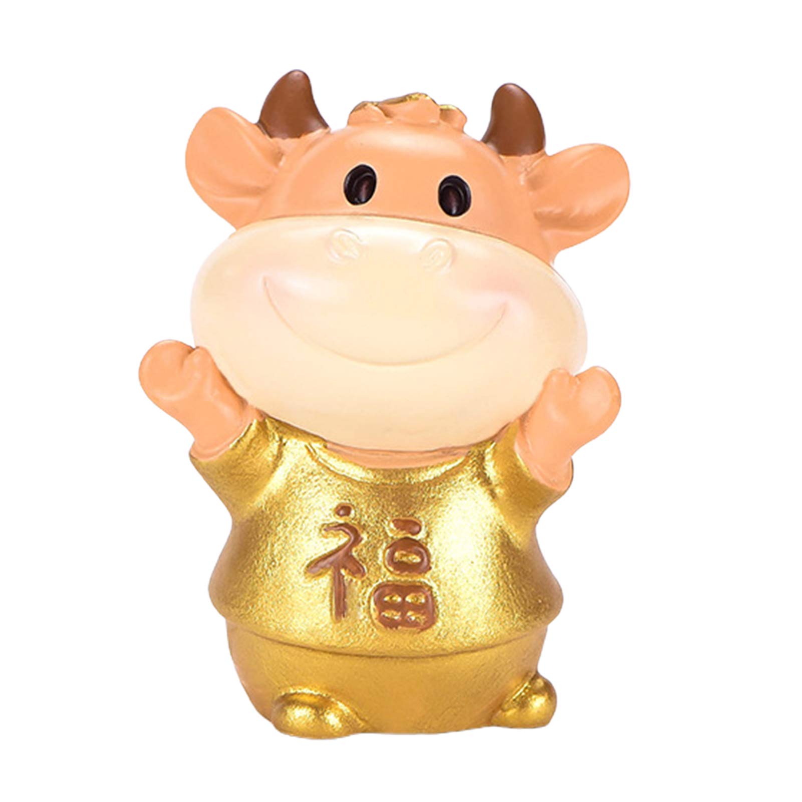 Animal Cow Ornaments Mini Gold Bull Figurine Miniatures Fairy Garden Decor Micro Landscape DIY Dollhouse Home Tabletop Car Dashboard Cake Decor 2021 Chinese New Year Spring Festival Lucky Gifts #3