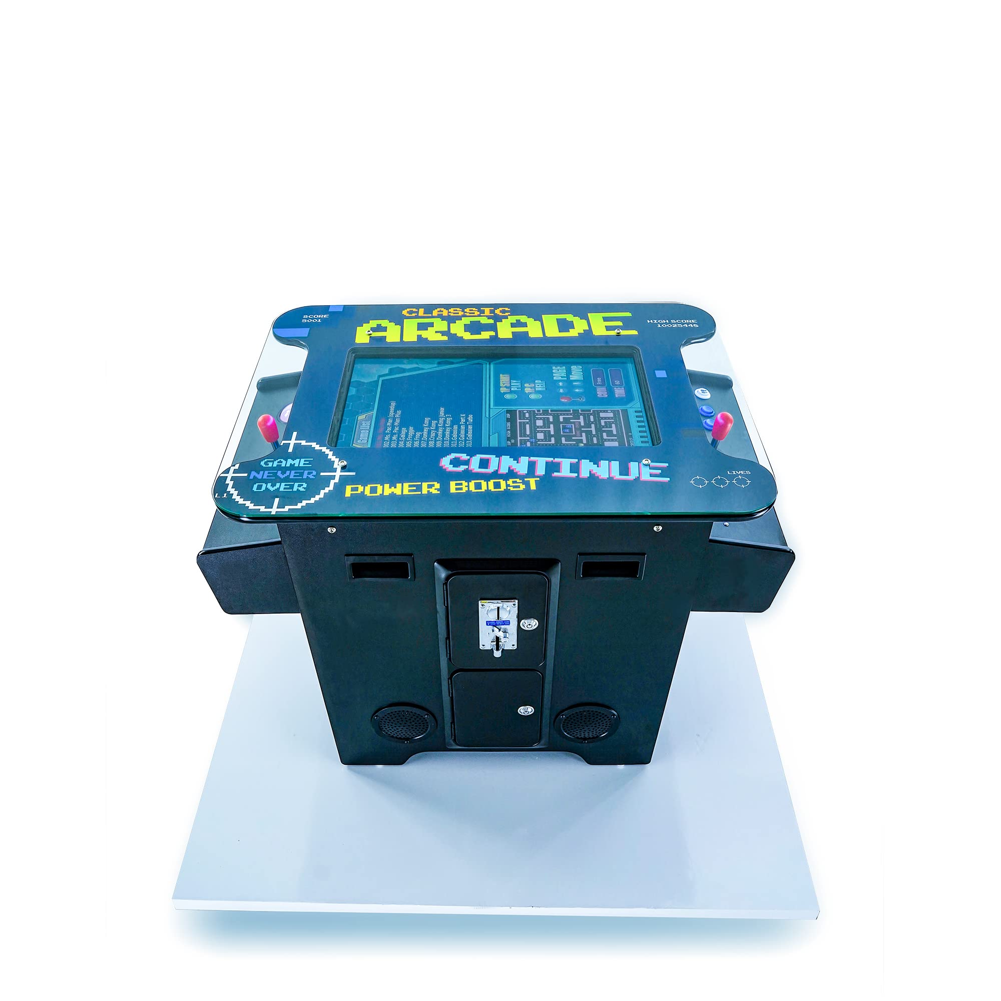 Creative Arcades Full Size Commercial Grade Cocktail Arcade Machine | 2 Player | 412 Games | 22" LCD Screen | Square Glass Top | LED | 2 Sanwa Joysticks | Trackball | 2 Stools | 3 Year Warranty