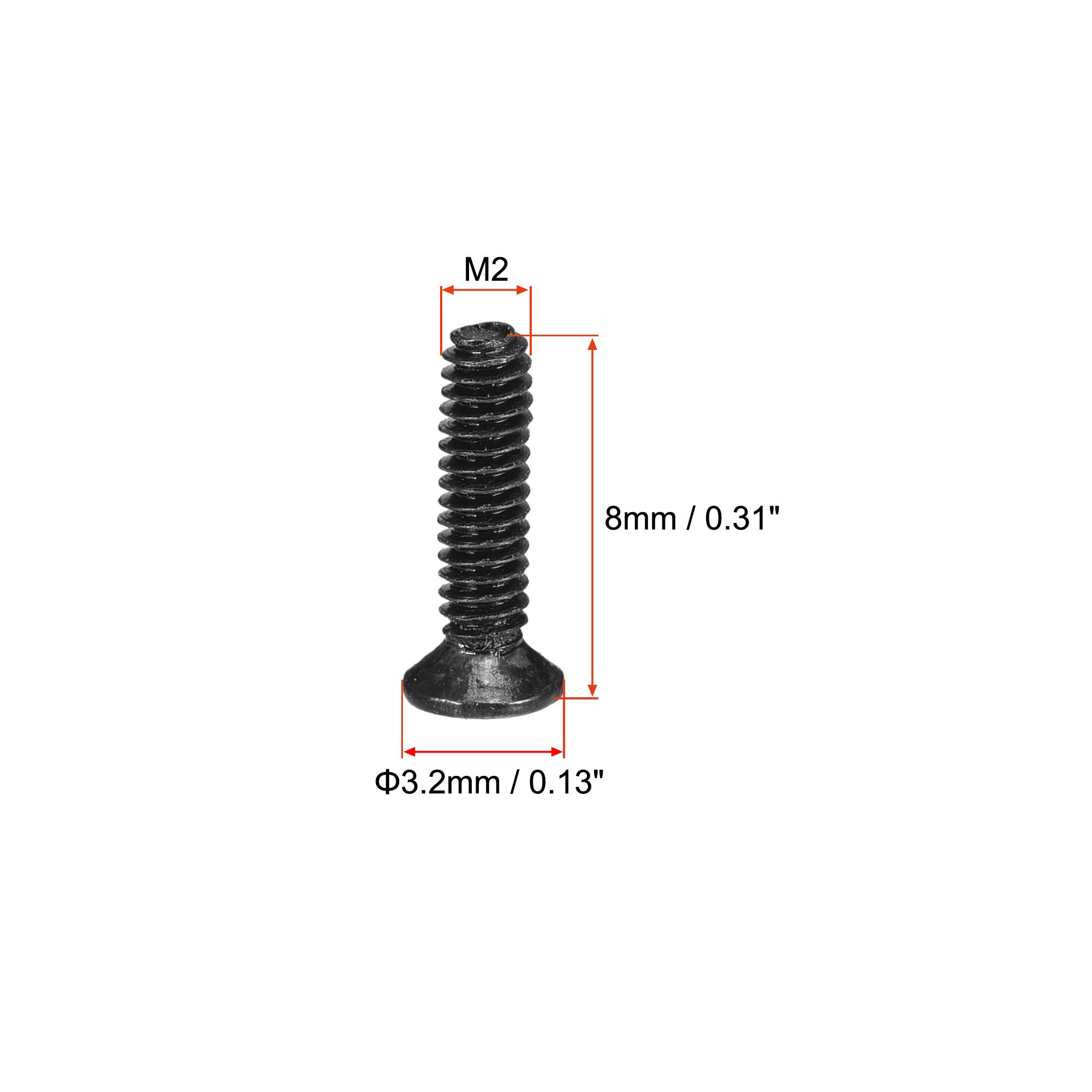 uxcell M2 x 8mm Phillips Screws Fastener Black for Laptop PC TV Fan Switch 500pcs