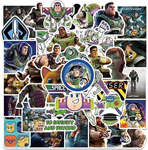 50Pcs Buzz Lightyear Stickers , Cool Cartoon Movie Stickers Space Ranger Stickers Vinyl Waterproof Maverick Stickers for Water Bottle,Skateboard,Laptop,Phone,Computer, Car Decals Gifts for Adults Teens Kids for Party Decor (Buzz Lightyear)