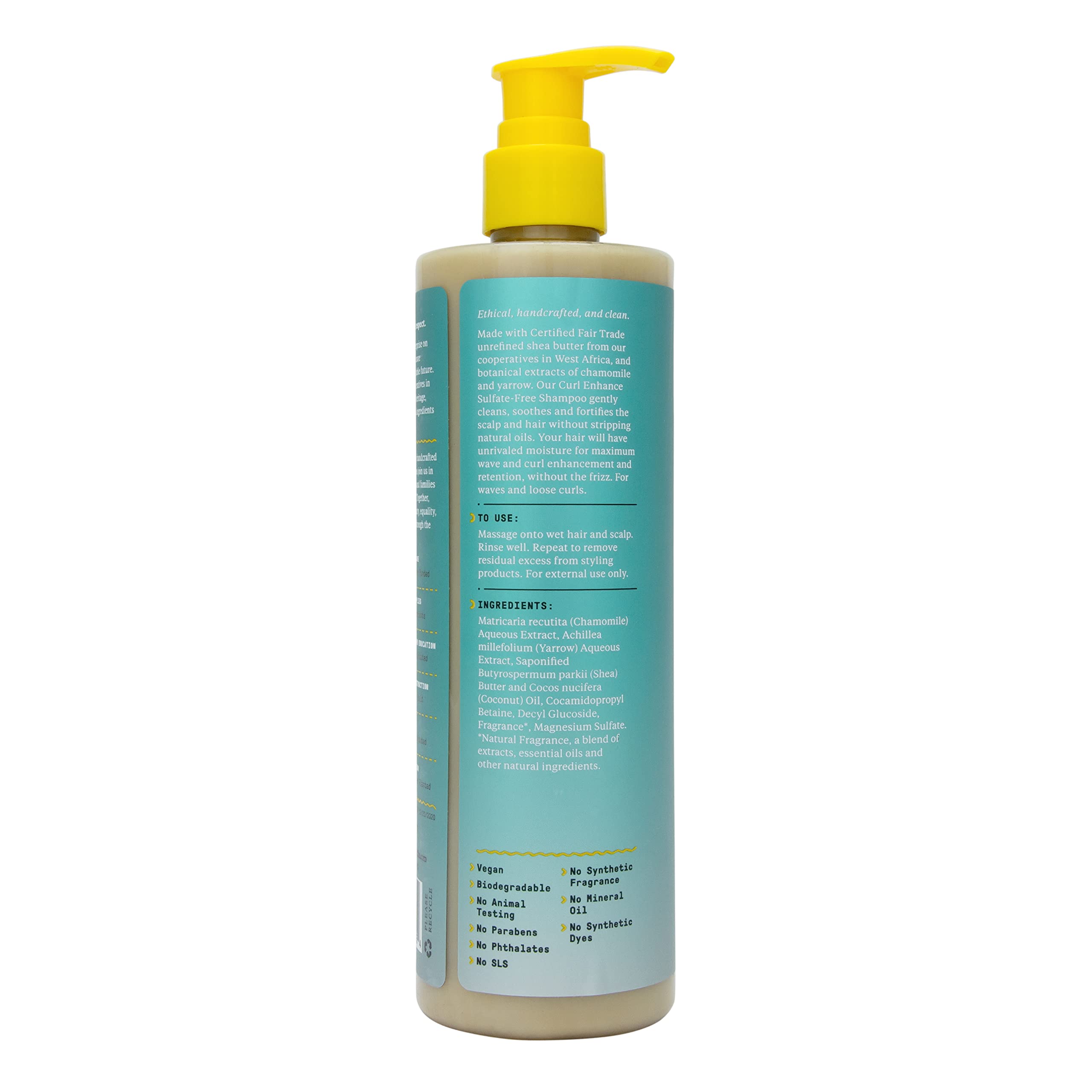 Alaffia Beautiful Curls Curl Enhancing Cream Shampoo, Kinky Curly Hair Products, Natural Shampoo, No Sulfates with Shea Butter, Essential Oils, Chamomile, Yarrow 12 Fl Oz