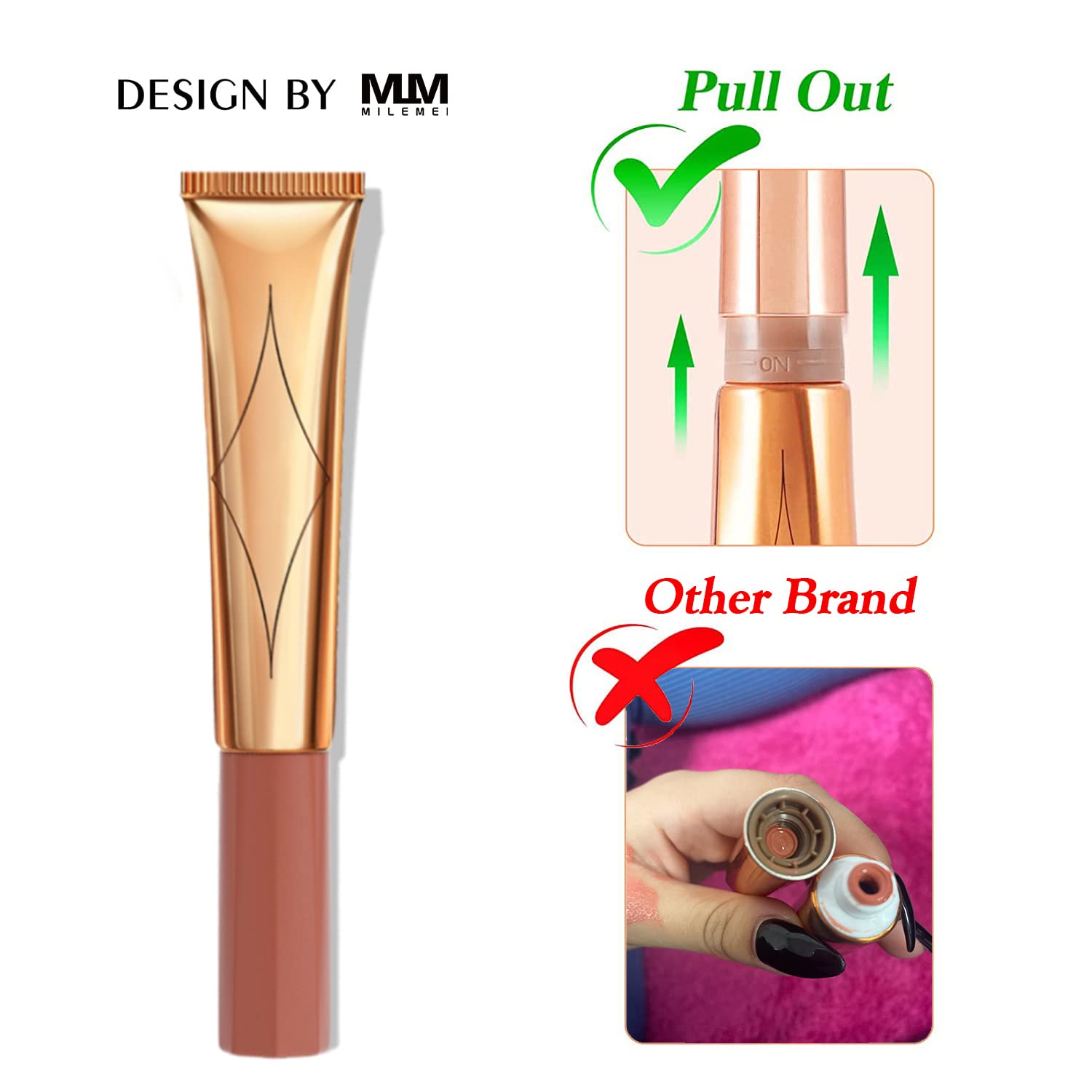 2 Color Contour Beauty Wand, Highlighter ,Face Concealer Contouring with Cushion Applicator Long Lasting & Smooth Matte Finish Liquid Illuminator Makeup Stick (01# Contour&02#Peach Pink)