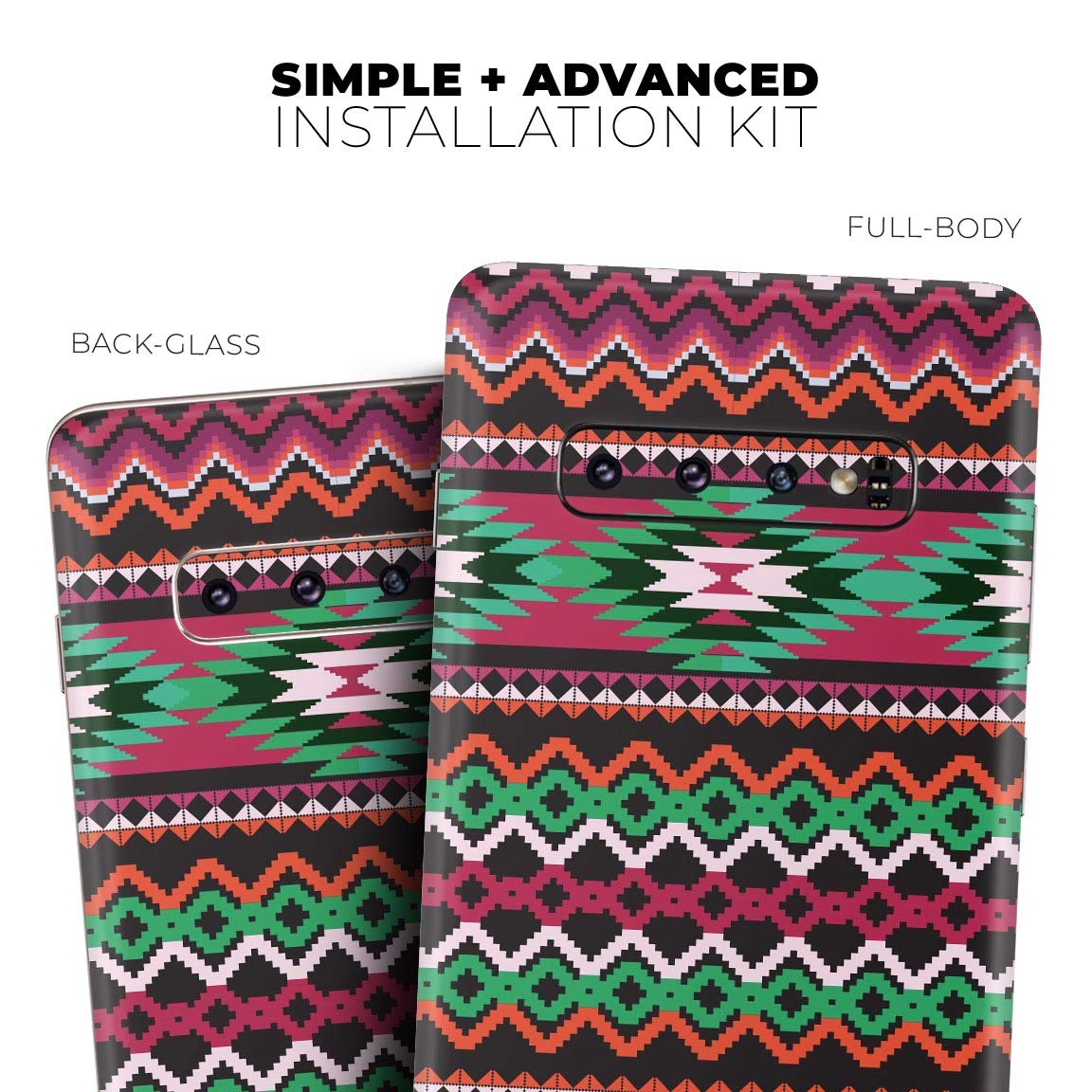 DesignSkinz Vector Green & Pink Aztec Pattern Protective Vinyl Decal Wrap Skin Cover Compatible with The Samsung Galaxy S20 (Screen Trim & Back Glass Skin)