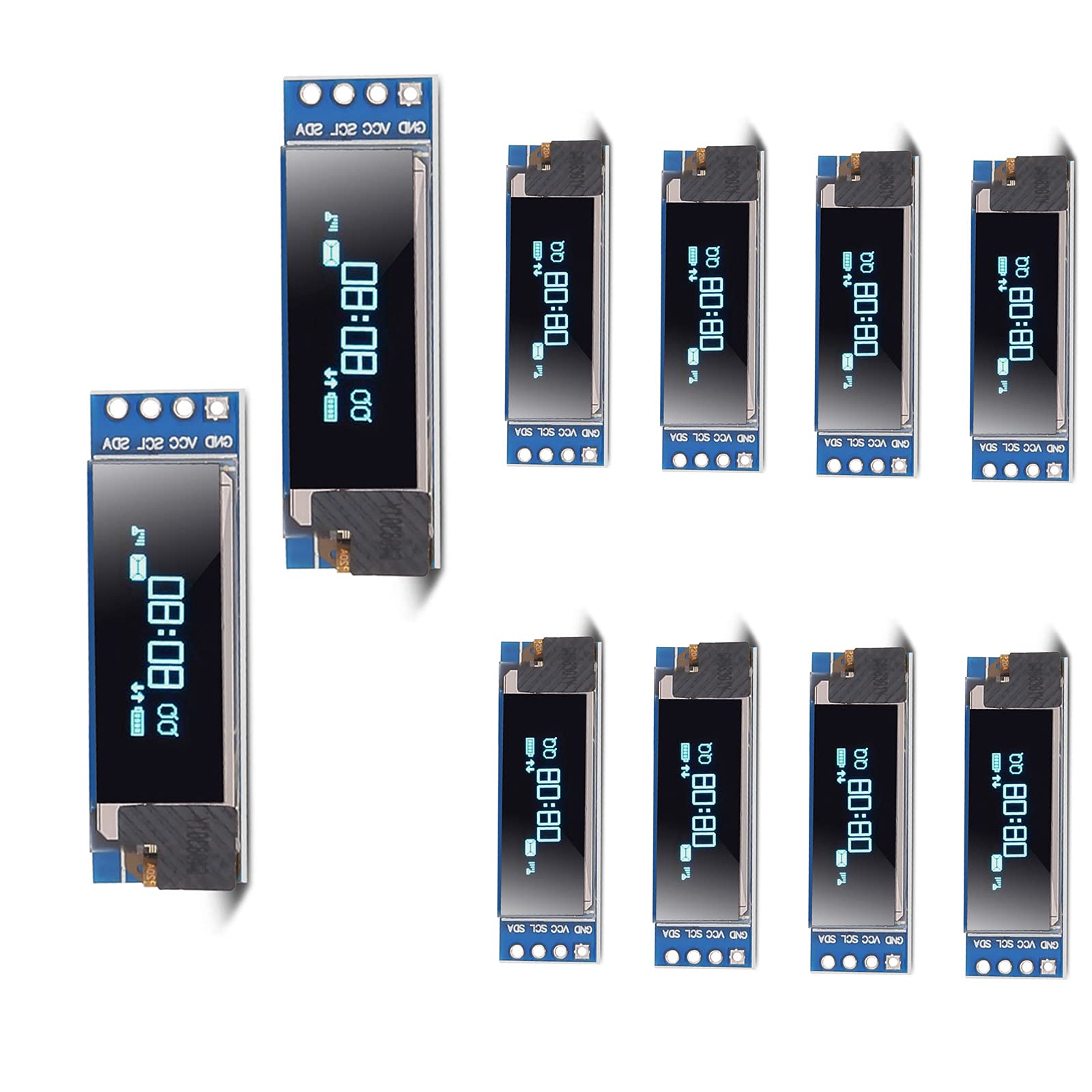 DORHEA 10PCS 0.91'' 12832 IIC I2C OLED Display Module 0.91inch I2C 128x32 SSD1306 LCD Display Module Blue I2C OLED Screen Driver DC 3.3V/5V with 4 Pin Headers