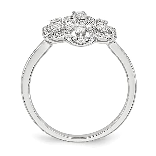 14k White Gold Natural Diamond Flower Ring Size 4 GLD-AZ-Y13033AA