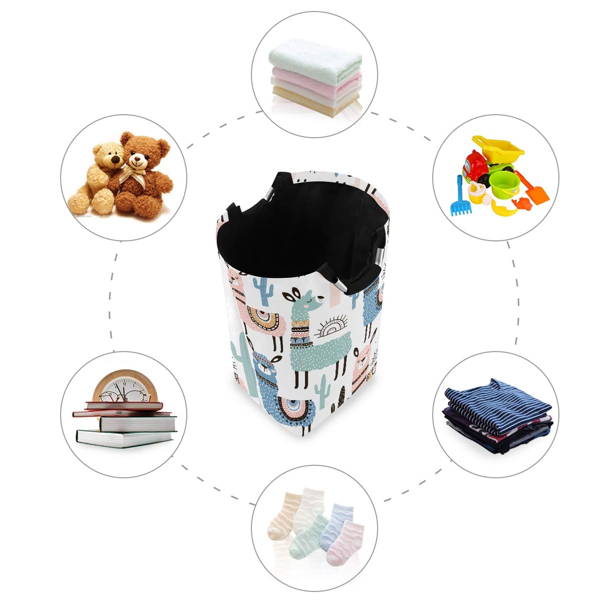 ALAZA Llama Laundry Basket Collapsible, Fabric Laundry Hamper Basket Foldable, Dirty Clothes Hamper Llama
