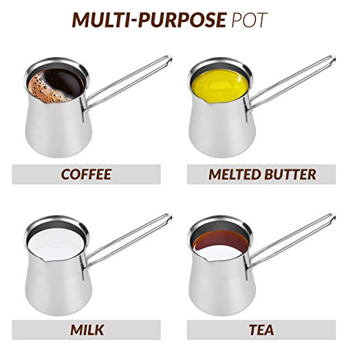 Caizen Coffee Quality Turkish Coffee Pot - Turkish Coffee Maker, Chai Pot, Arabic Coffee Pot, Briki Greek Coffee Pot, Greek Briki, Cezve, Ibrik (15oz)