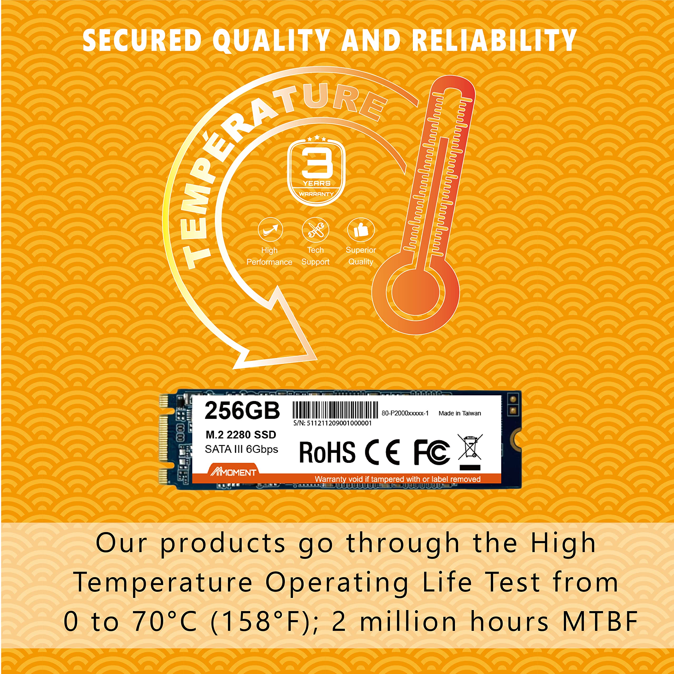 MMOMENT MS23 256GB M.2 2280 SATA III 6Gb/s Internal Solid State Drive SSD (up to 500MB/s)
