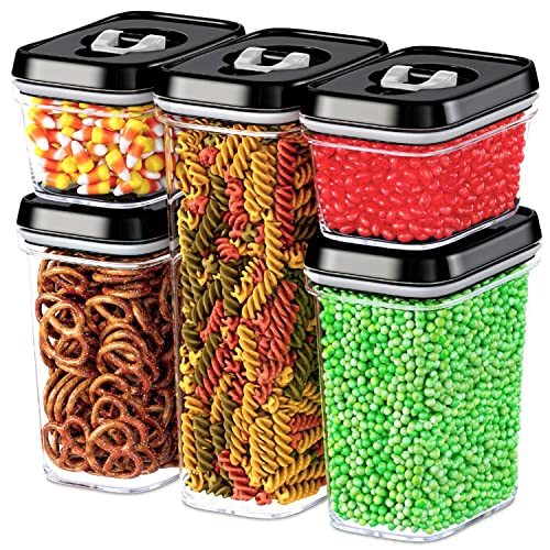 DWËLLZA KITCHEN Airtight Food Storage Containers with Lids - 5 Piece Set - Kitchen Accessories Food Containers - Pantry Organization and Storage - Clear Plastic BPA-Free - Keeps Food Fresh & Dry