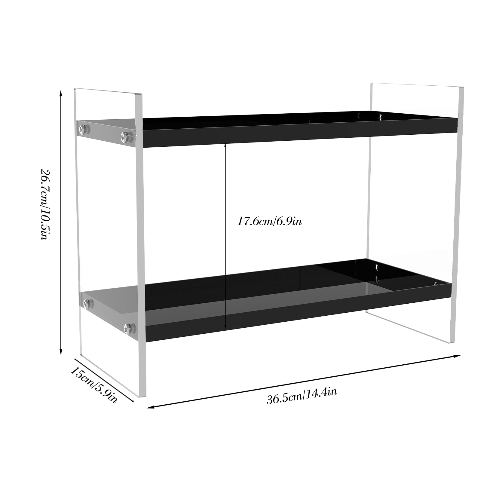 2 Tier Bathroom Countertop Organizer, Acrylic Tray Vanity Counter Skincare Organizer Shelf, Kitchen Standing Rack, Home Storage Holder for Lotion Makeup Cosmetics Perfume Spice