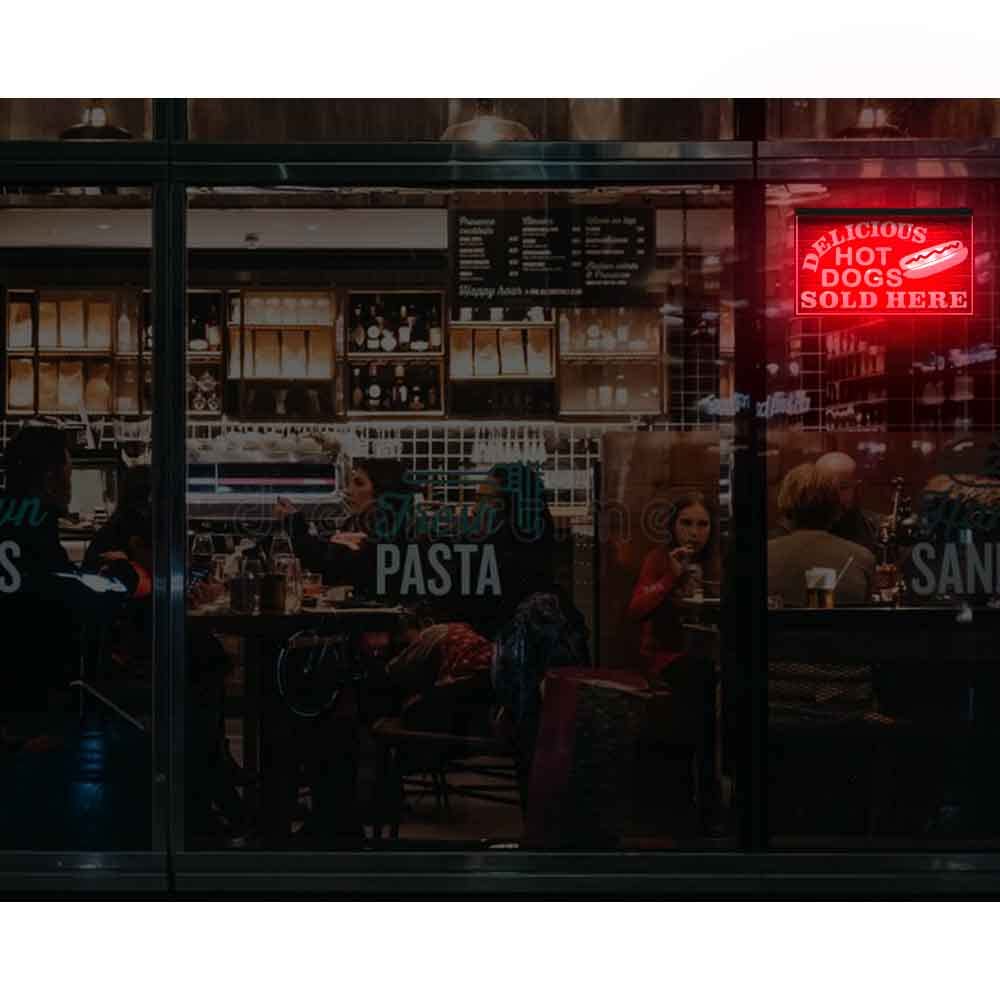 110250 Delicious Hot Dog Sold Here Fast Food Cafe Shop Decor Display LED Light Neon Sign (16" X 12", Green)