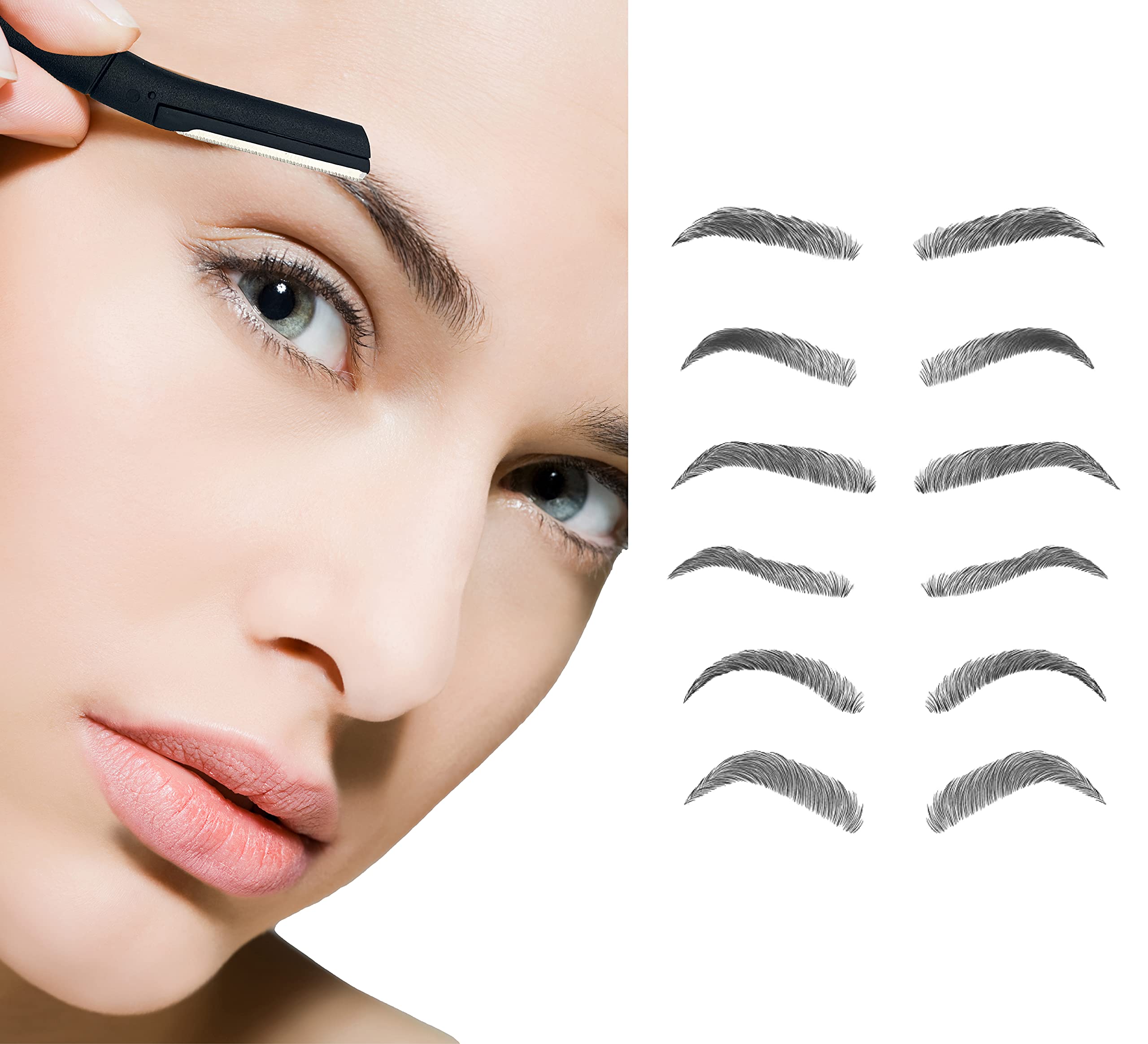 Mocuarto 6-Pieces Eyebrow Trimming Razor, Facial Razor , Remove Unwanted Facial Hair,With Biodegradable Handle And Two Different Replacement Blade