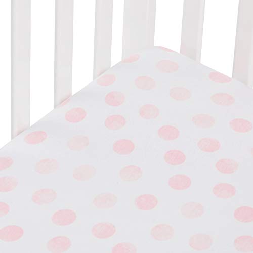 Andi Mae Crib Sheet - Watercolor Pink Dots - 100% Jersey Cotton - Fits Standard Crib or Toddler Mattresses