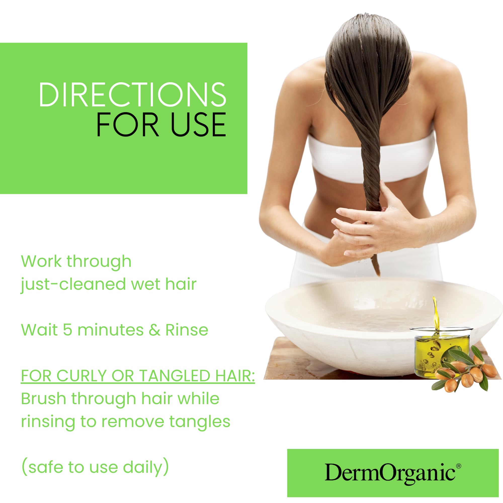 DermOrganic Argan Oil Daily Hydrating Hair Care-Sulfate Free & Color Safe-CONDITIONER 16.9 oz