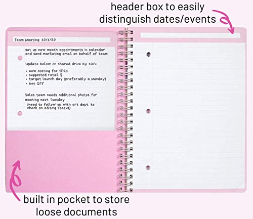 Vera Bradley Mini Spiral Notebook, College Ruled Paper, 8.25" x 6.25" with Pocket and 160 Lined Pages, Felicity Paisley Pink