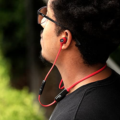 HyperX Cloud Buds – Bluetooth Wireless Headphones, Qualcomm aptX HD, 10 Hour Battery Life, 14mm Drivers, Comfortable Silicone Ear Tips, 3 Ear Tip Sizes Included, Mesh Travel Pouch
