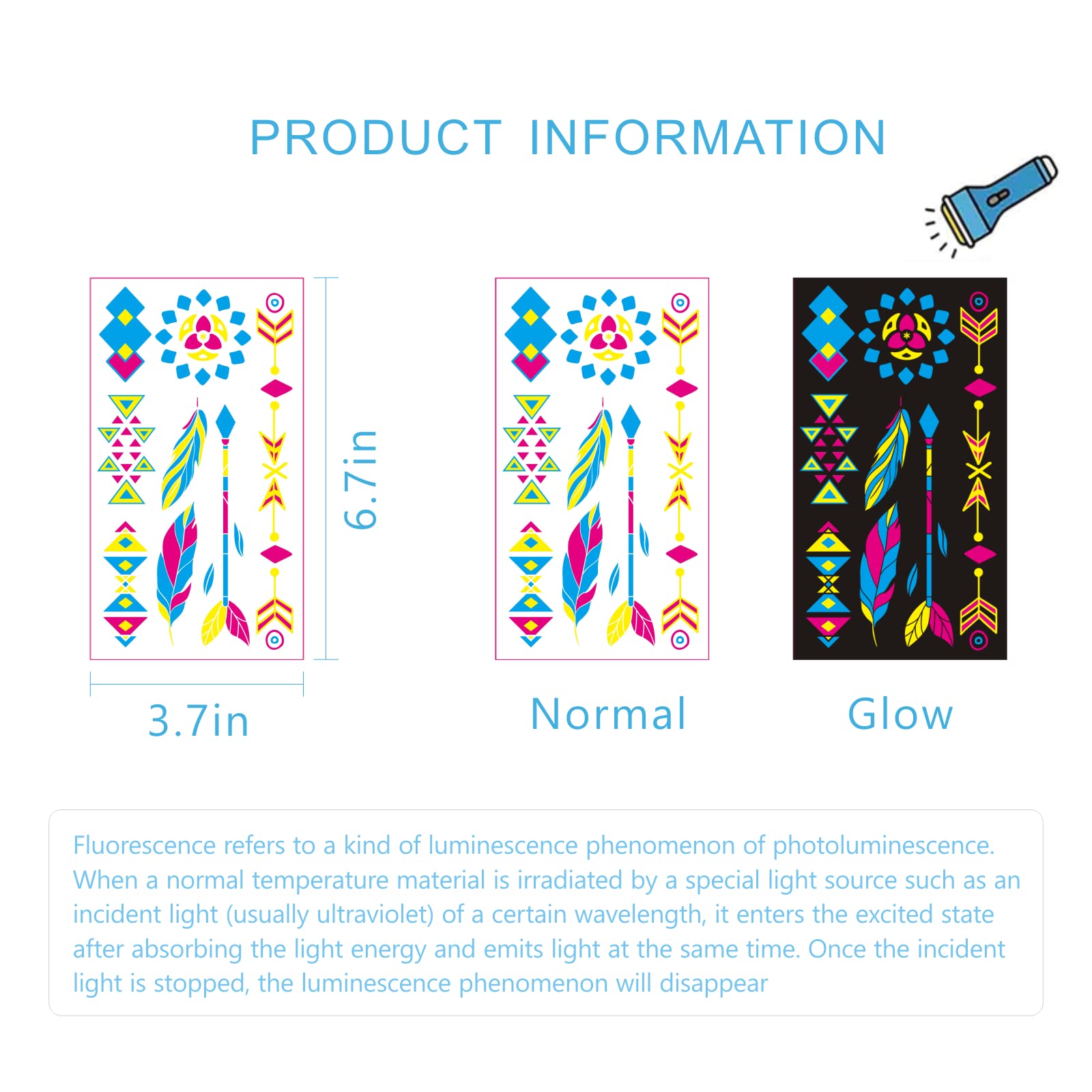 160 PCS Glow in The Dark Temporary Tattoos - Neon UV Blacklight Reactive Light Face Flash Tattoo Stickers,Festival Accessory Party Favors Supplies,Temp Great for EDM EDC Party Rave Parties 20 Sheet