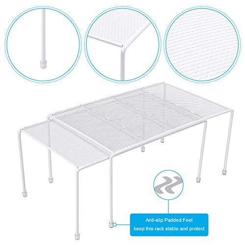 yaenoei Expandable Stackable Kitchen Cabinet and Counter Shelf Organizer,Kitchen Shelves, Cabinet Organization,White