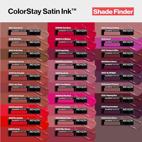 Revlon ColorStay Satin Ink Liquid Lipstick, Longwear Rich Lip Colors, Formulated with Black Currant Seed Oil, 022 Black Cherry, 0.17 fl oz