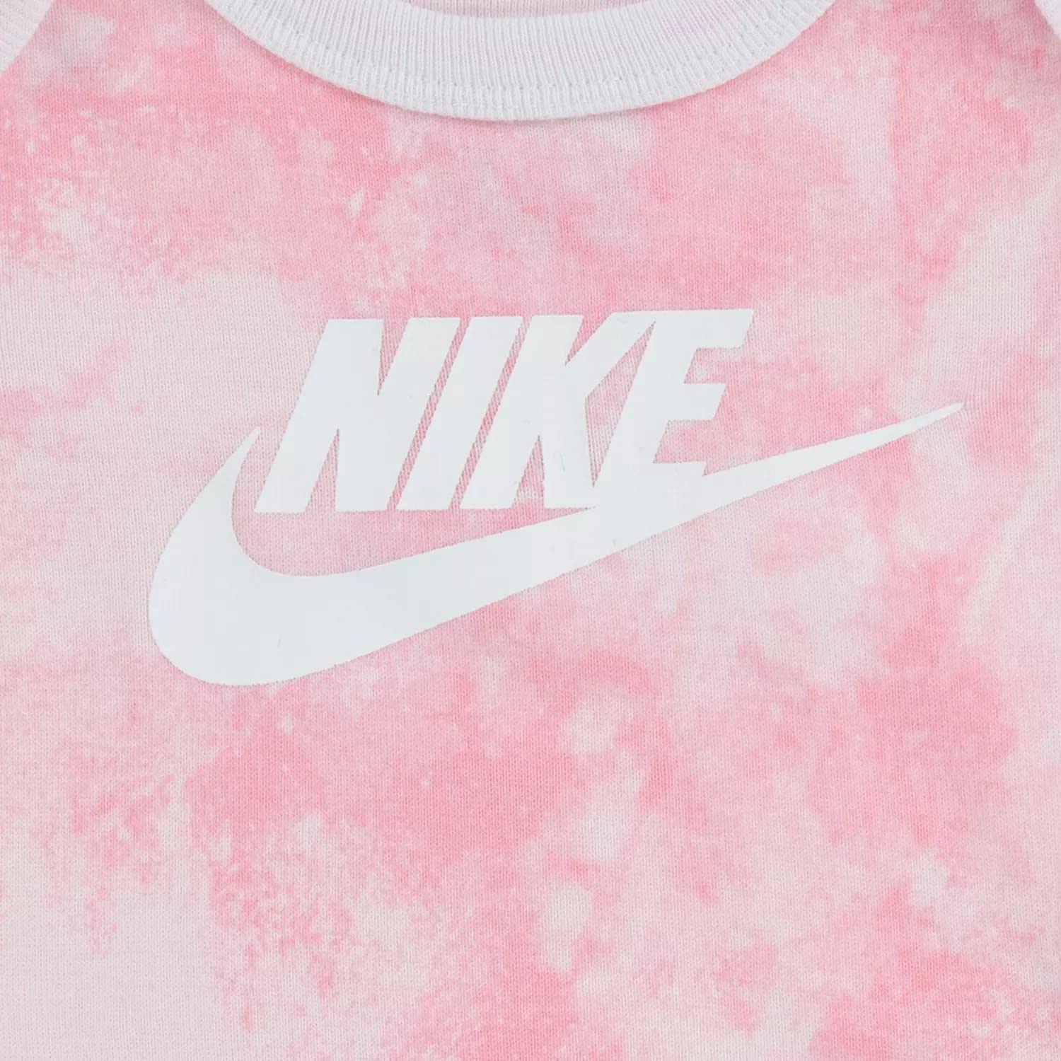 Nike Baby Girls Tie Dye Bodysuit, Bootie and Hat 3 Piece Set (Pink(NN0646-A9Y)/White, 0-6 Months)