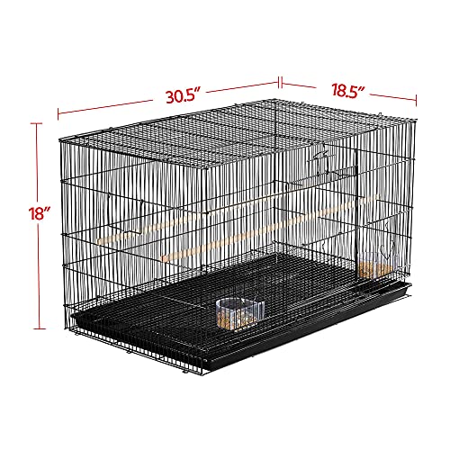 Yaheetech 30-inch Rectangle Stackable Breeding Flight Parakeet Bird Cage for Finches Budgies Cockatiels Conures Lovebirds Canaries Parrots w/Slide-Out Tray, Black