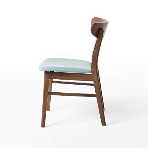 Christopher Knight Home Griselda Mid-Century Modern Dining Chairs (Set of 4),Polyester and Birch Wood, Mint, Walnut