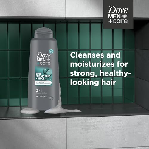 DOVE MEN + CARE Men 2 in 1 Shampoo and Conditioner Eucalyptus + Birch for Healthy-Looking Hair Naturally Derived Plant Based Cleansers 20.4 oz