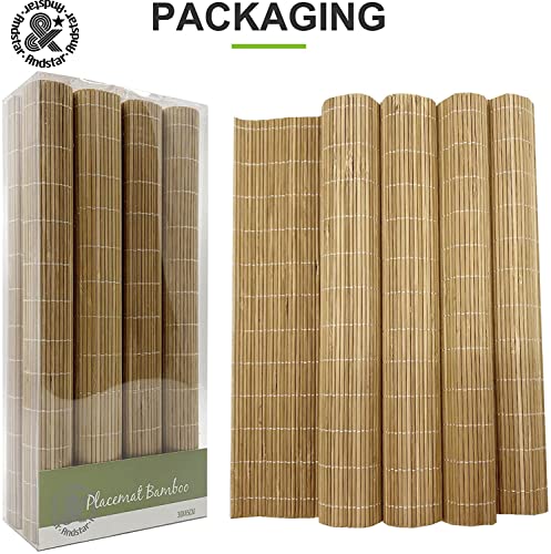 ANDSTAR Set of 8 Pcs Bamboo Placemats Sushi Rolling Mat Japanese Style Natural Anti-Slip Bamboo Placemats Washable Heat-Resistant Table Mats for Dining Room and Kitchen(Brown)