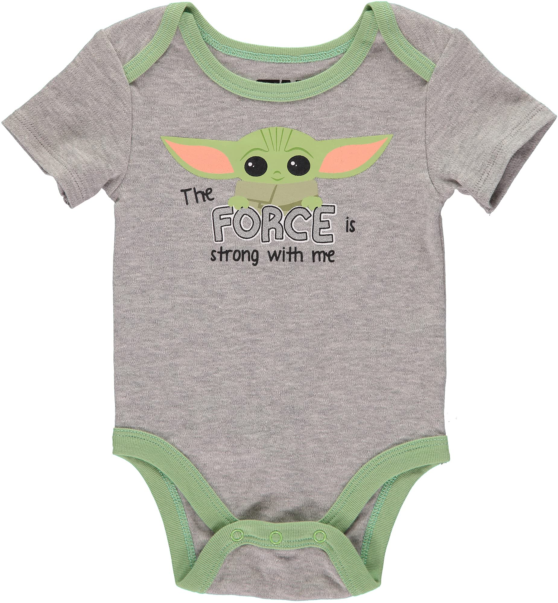 STAR WARS Mandalorian The Child Baby Boys One Piece Bodysuit Three Pack - Baby Yoda Baby Clothes (Green/White/Grey, 3-6 Months)