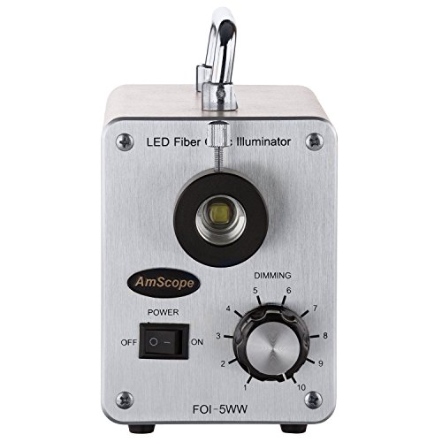 AmScope LED-50WY 50W LED Fiber Optic Dual Gooseneck Lights Microscope Illuminator