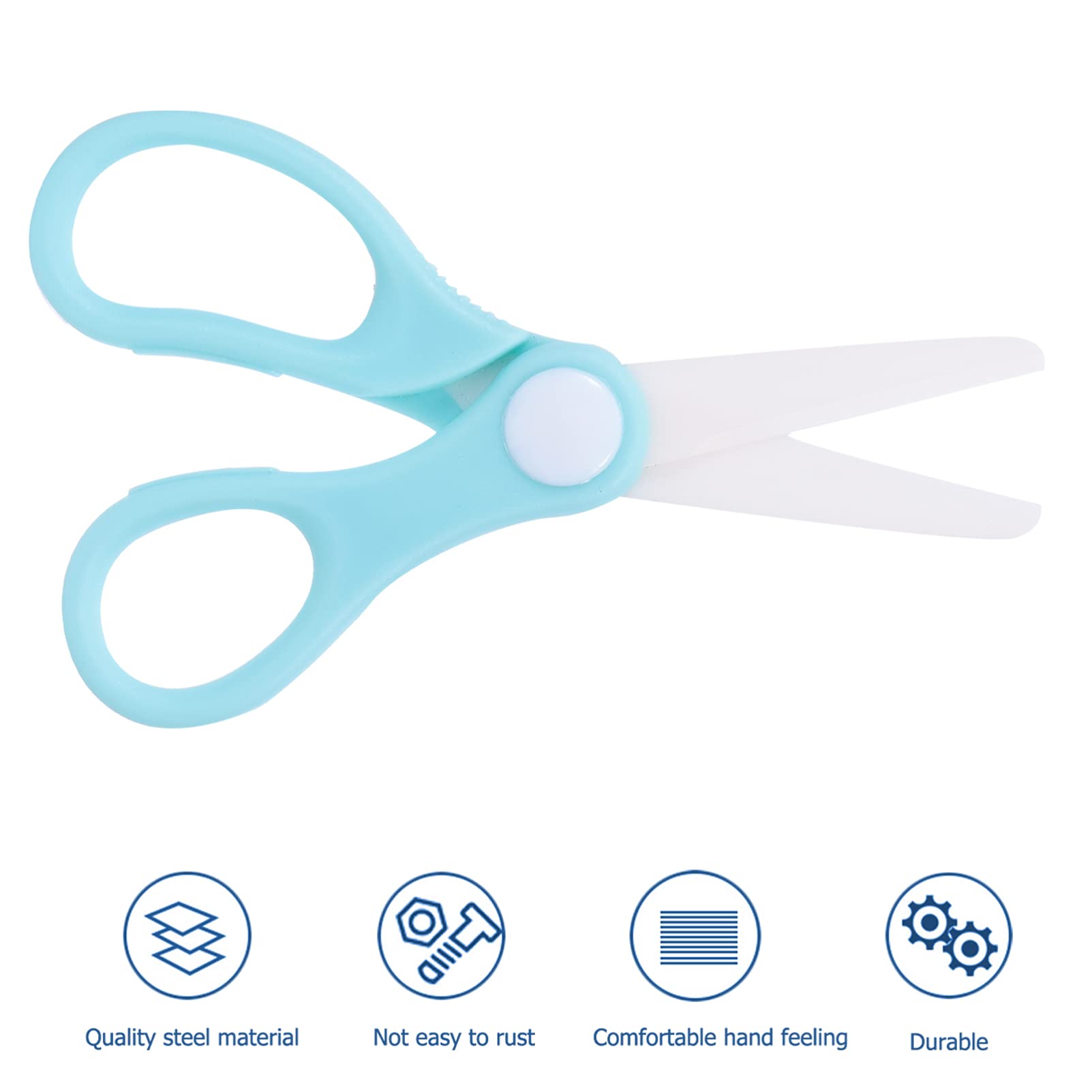 Portable Food Ceramic Shears for Kitchen Classroom Craft Pet Hair Pizza Vegetable Cutting Chopping Tool with Cover Sky Blue